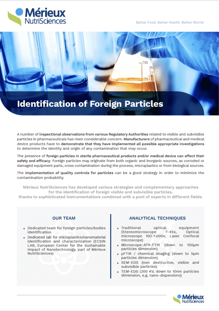 Foreign Particule Analysis - Mérieux NutriSciences